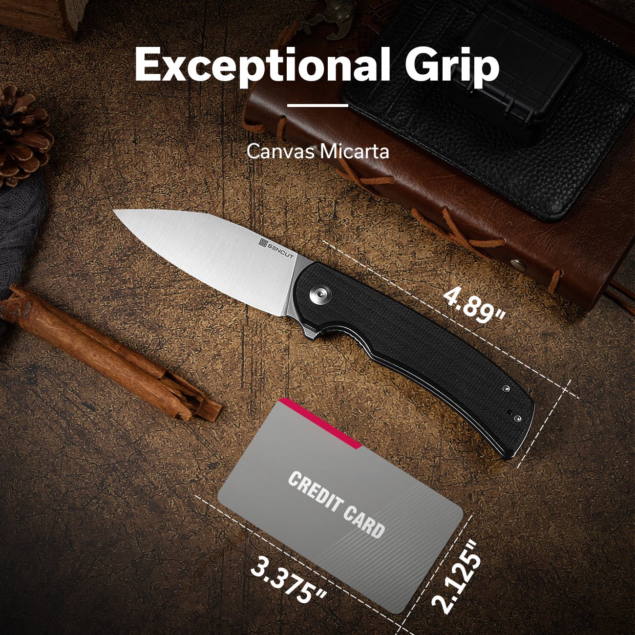 SENCUT Omniform Flipper Knife with Micarta Handle