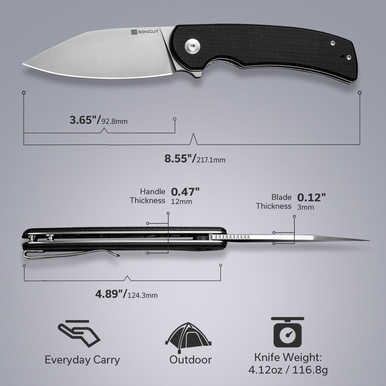 SENCUT Omniform Flipper Knife with Micarta Handle