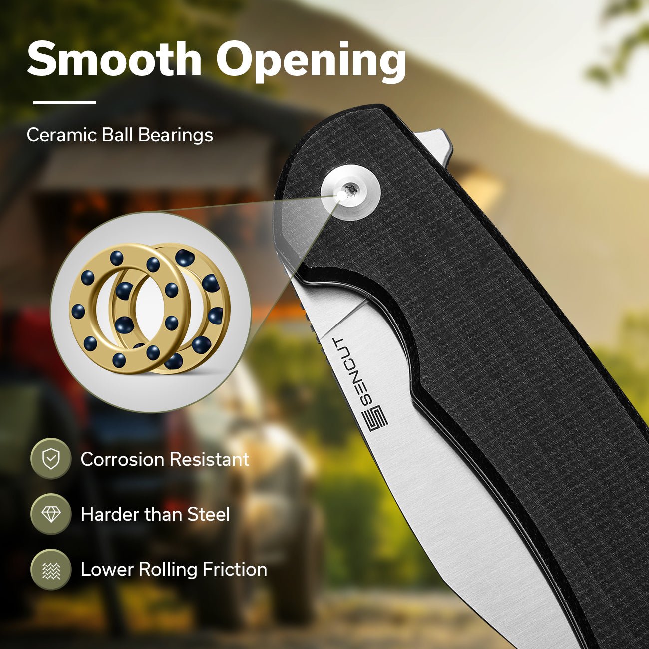 SENCUT Omniform Flipper Knife with Micarta Handle