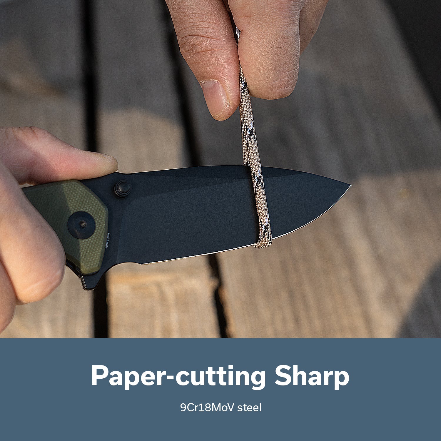 SENCUT Skarnax Flipper & Thumb Stud Knife G10 Handle (3.79" 9Cr18MoV B