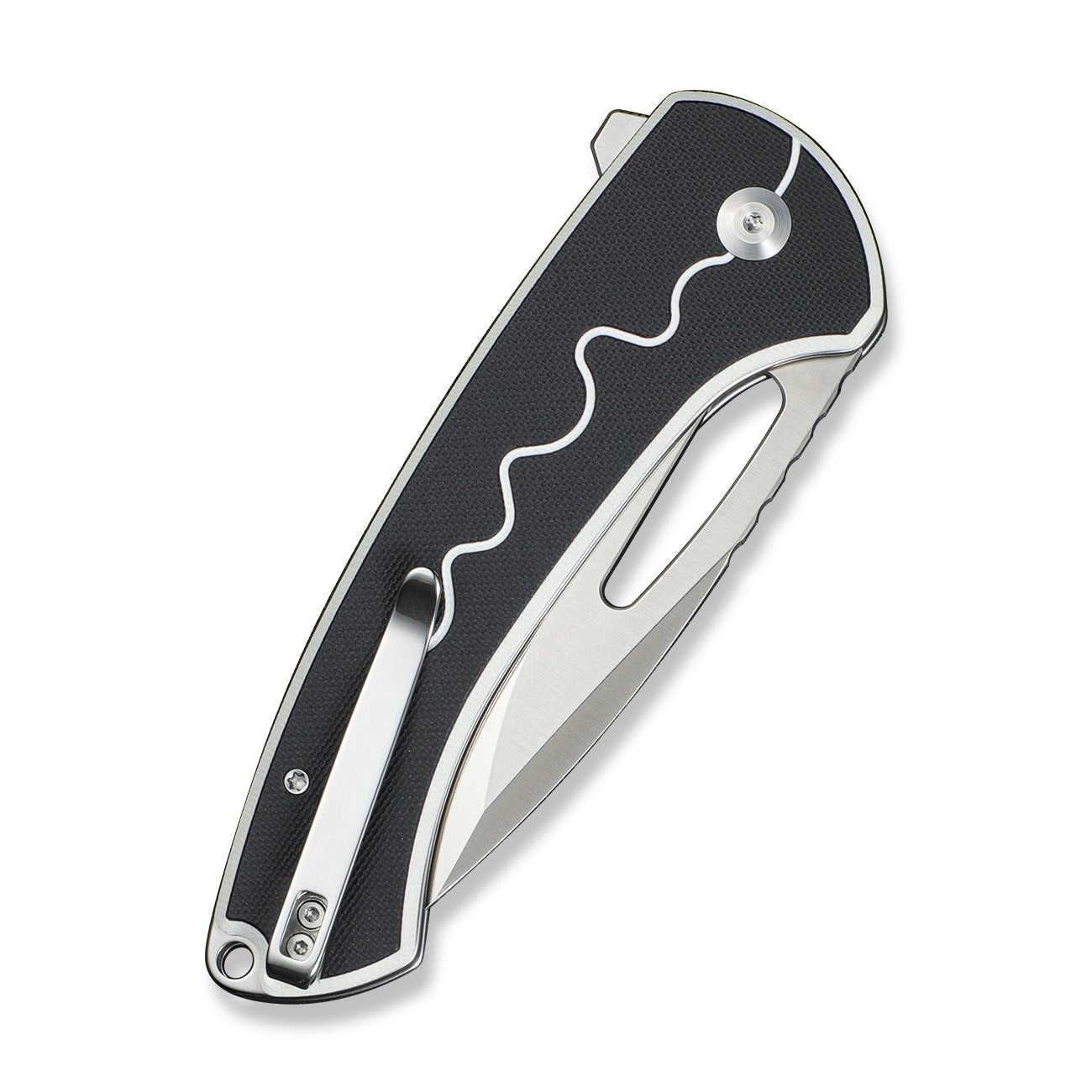 SENCUT Squiggy Flipper & Thumb Hole & Button Lock Knife G10 Handle (3.