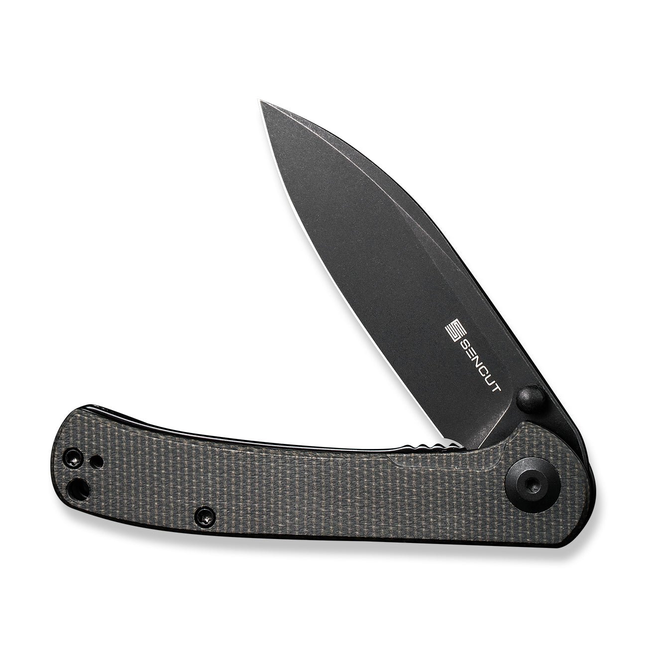 SENCUT Scepter Flipper &Thumb Stud Knife Micarta Handle 9Cr18MoV Blade