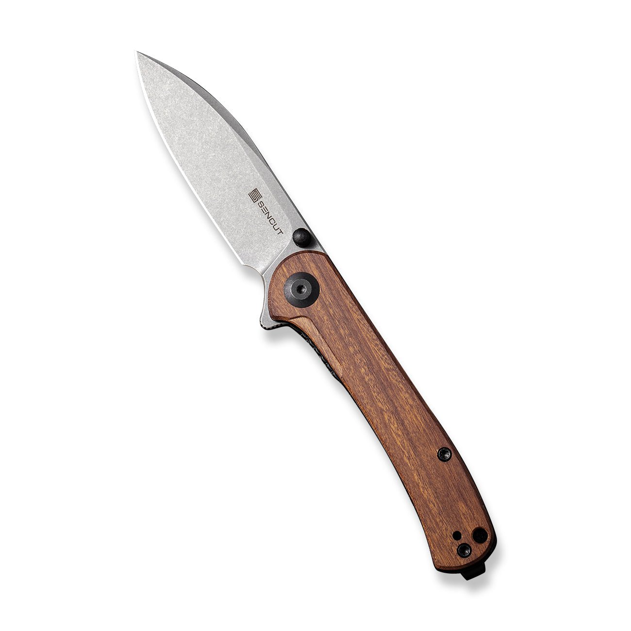 SENCUT Scepter Flipper &Thumb Stud Knife Wood Handle 9Cr18MoV Blade