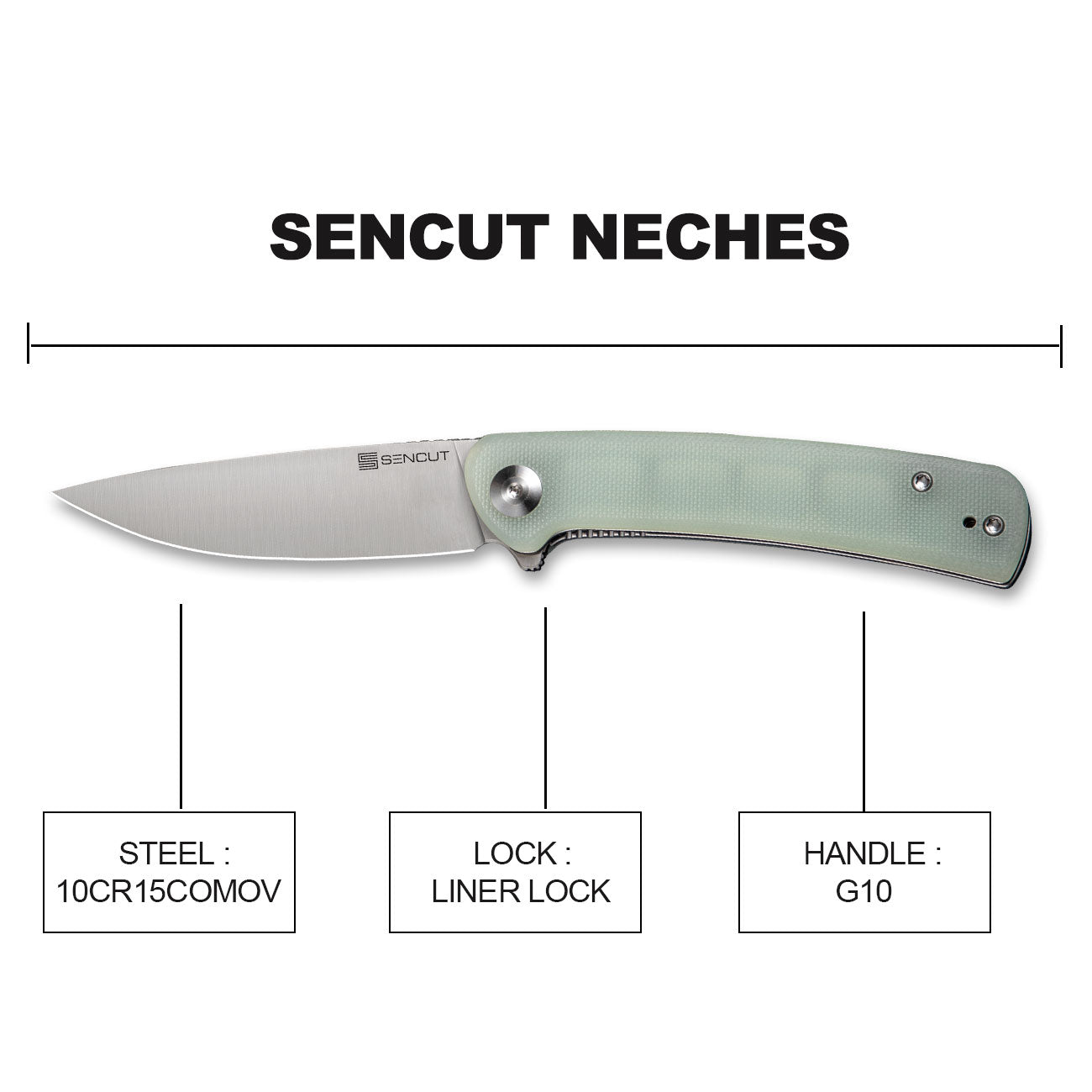 SENCUT Neches Flipper Knife G10 Handle 10Cr15CoMoV Blade