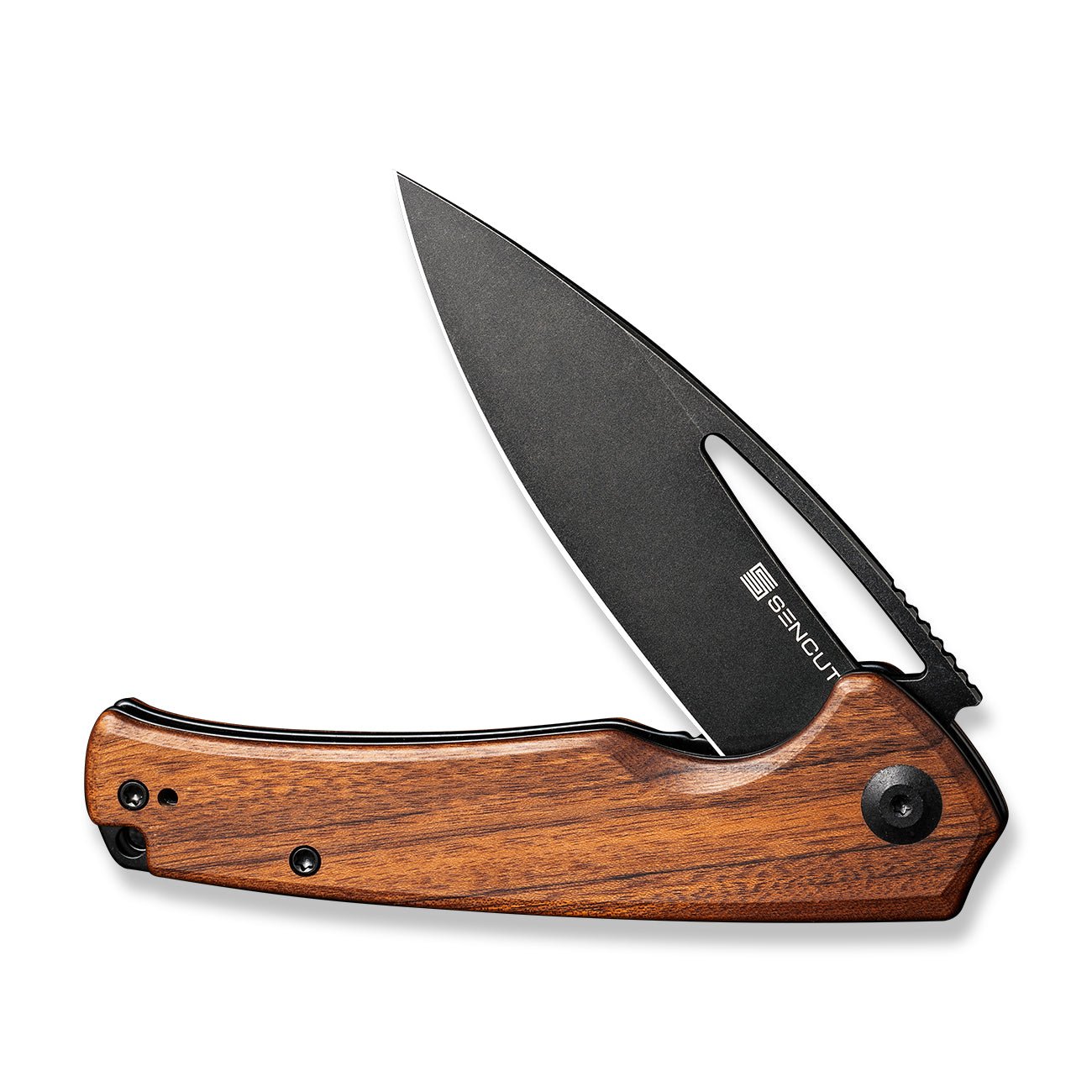 SENCUT Mims New Folding Pocket Knife - Guibourtia Wood Handle, Black ...